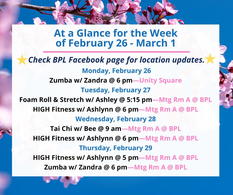 Health, Fitness, & Wellness At a Glance for the Week of February 26 ...